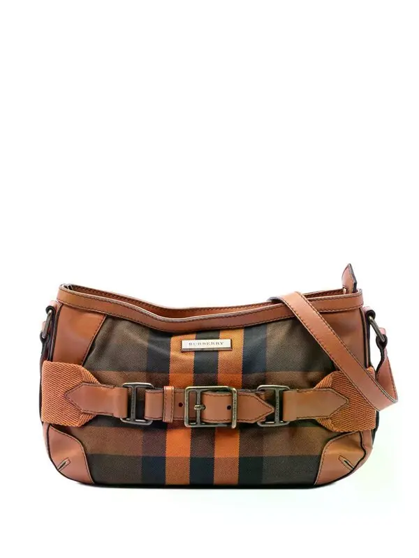 Burberry Mega Check Canvas And Leather Belted Crossbody Bag - Brown
