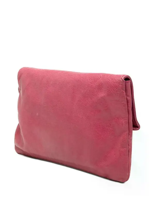 Balenciaga Lambskin Leather Motocross Giant 12 Envelope Clutch Bag - Pink