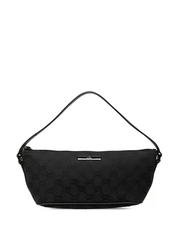 Gucci Gg Canvas Boat Shoulder Bag - Black