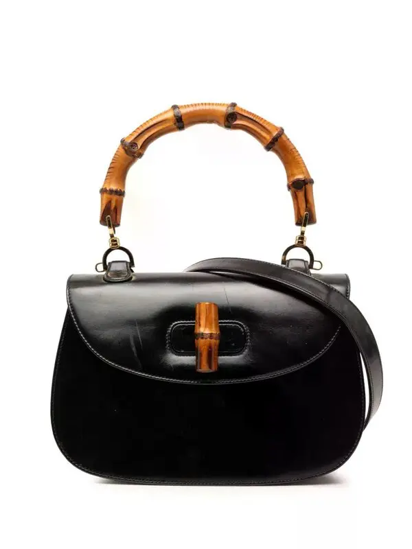 Gucci Calfskin Bamboo Night Satchel - Black