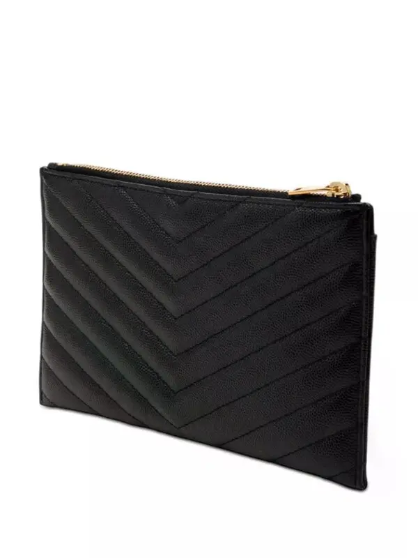 Saint Laurent Grain De Poudre Chevron Monogram Bill Pouch Clutch Bag