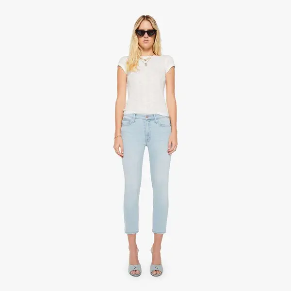 MOTHER The Mid Rise Dazzler Crop Jeans - Light Blue