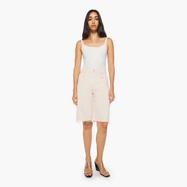 MOTHER The Half-pipe Bermuda Fray Jeans In Puree - Peach