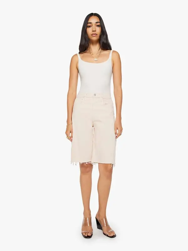 MOTHER The Half-pipe Bermuda Fray Jeans In Puree - Peach