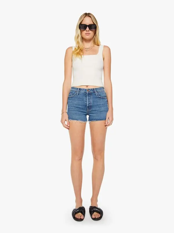 MOTHER The Tomcat Kick Fray Shorts - Blue