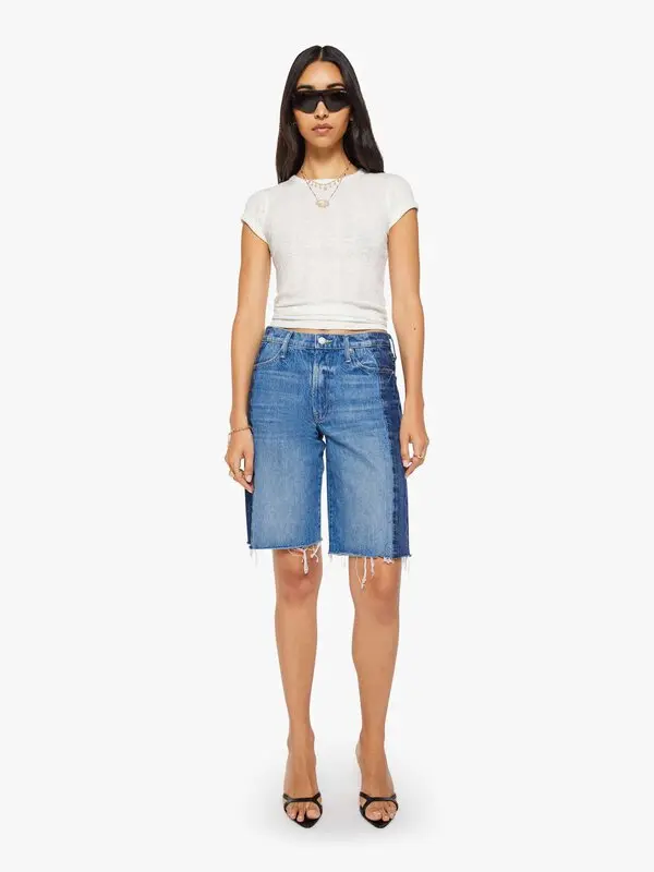 MOTHER Mid Rise Maven Bermuda Fray Jeans - Blue