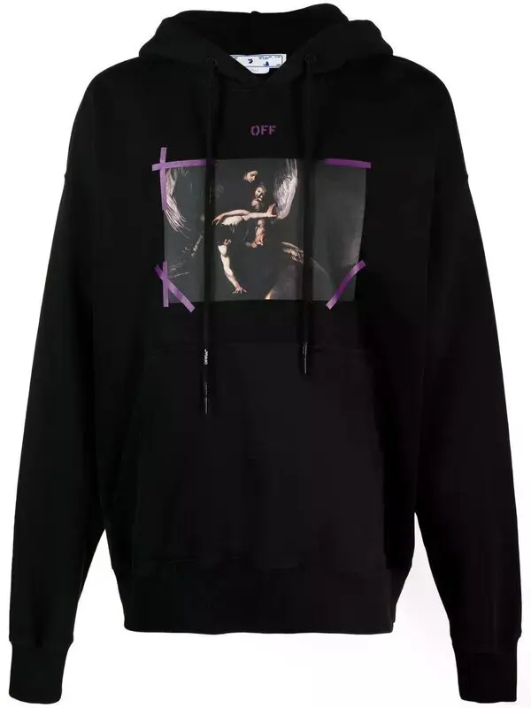 Off-White Graphic Print Drawstring Hoodie