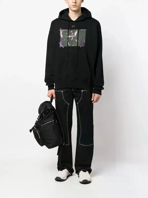 Off-White Graphic Print Drawstring Hoodie