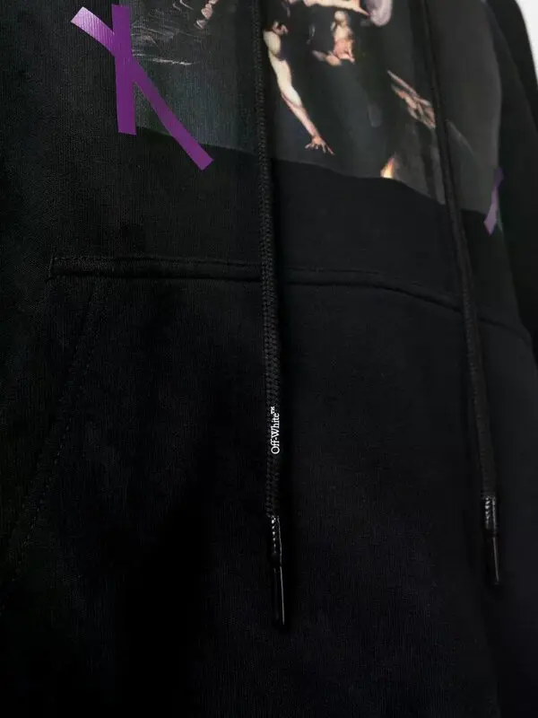 Off-White Graphic Print Drawstring Hoodie