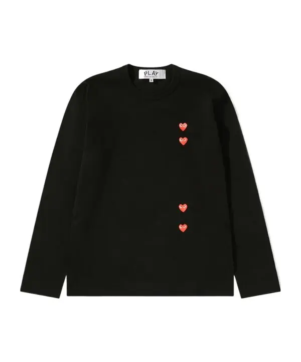 Play Comme Des Garcon Heart-print Long Sleeve Cotton T-shirt