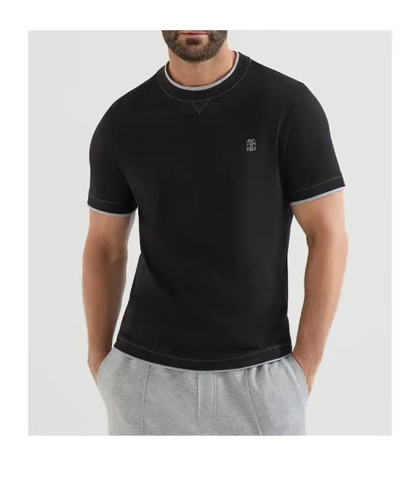 Brunello Cucinelli Logo Embroidered Layered T-shirt