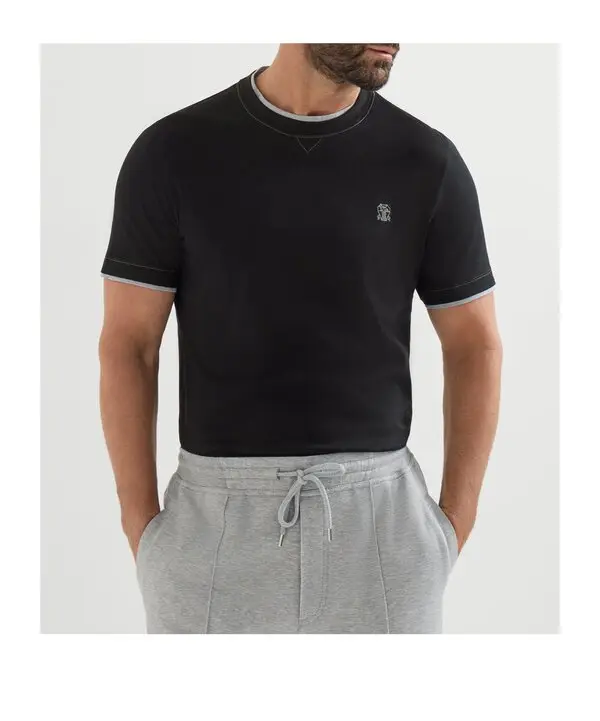 Brunello Cucinelli Logo Embroidered Layered T-shirt