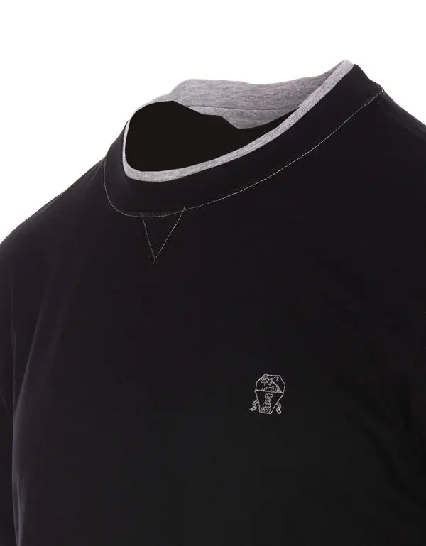 Brunello Cucinelli Logo Embroidered Layered T-shirt