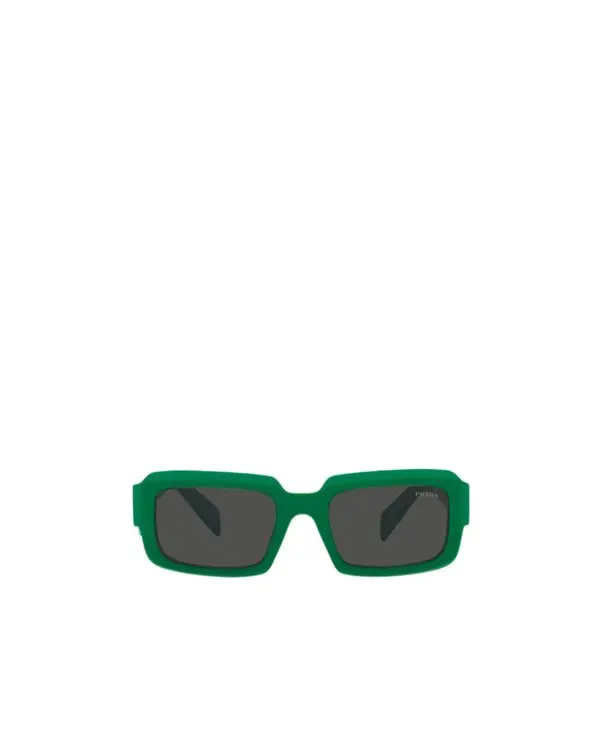 Prada Rectangular Frame Sunglasses With Logo Detail - Green