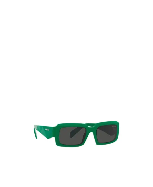 Prada Rectangular Frame Sunglasses With Logo Detail - Green