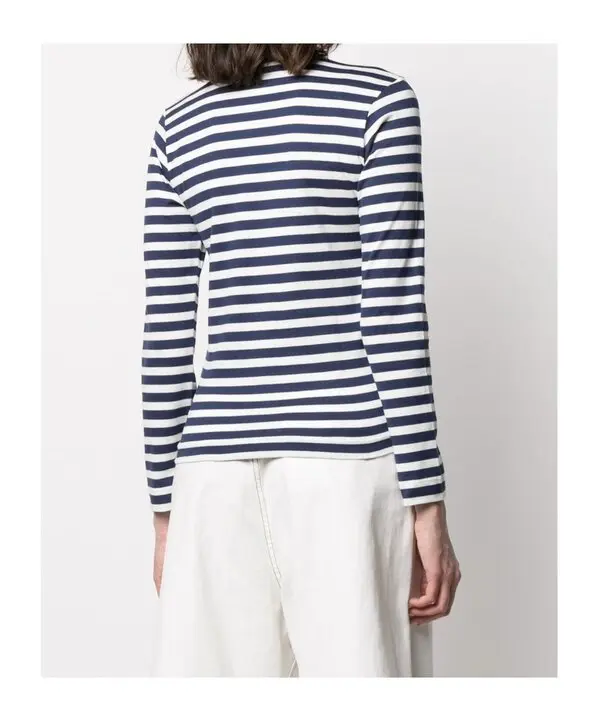 Comme Des Garçons Striped Long Sleeve T-shirt With Heart Applique