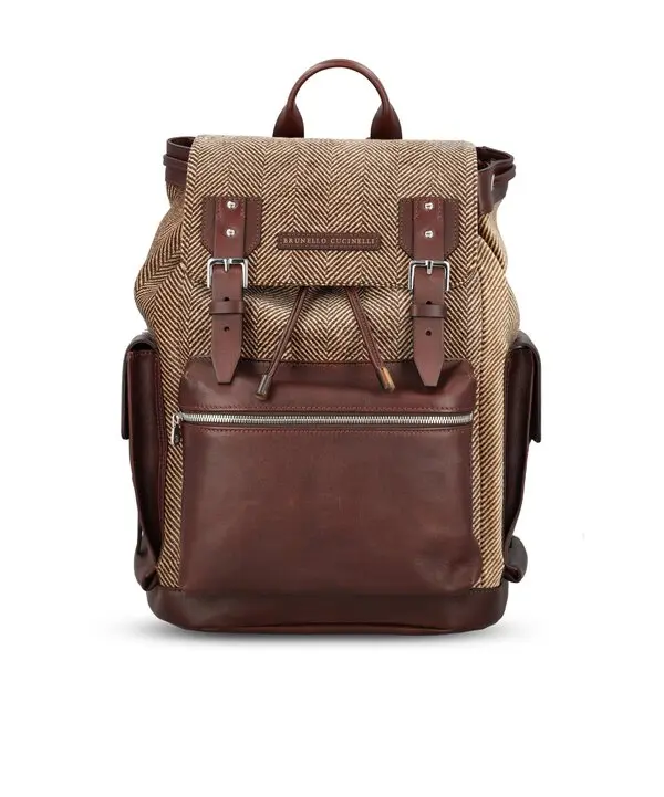 Brunello Cucinelli Leather Trimmed Backpack - Red