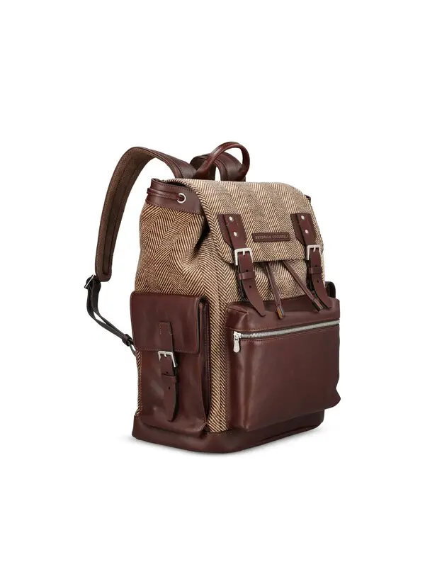Brunello Cucinelli Leather Trimmed Backpack