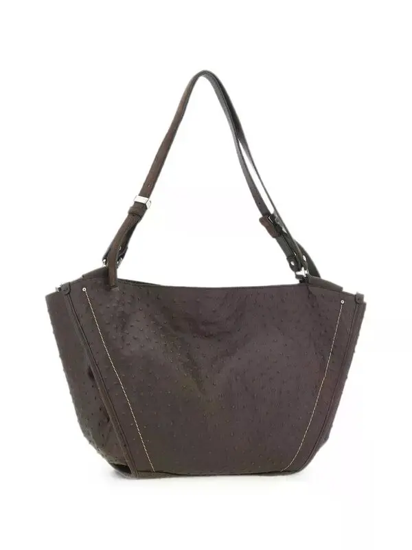 GIANNI CHIARINI Bloom Ostrich-effect Leather Shoulder Bag - Brown