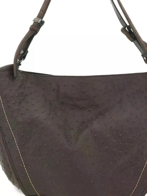 GIANNI CHIARINI Bloom Ostrich-effect Leather Shoulder Bag - Brown