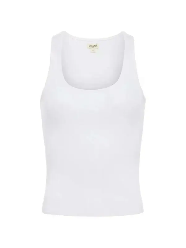 L'Agence Adira Scoop-neck Ribbed Knit Tank Top - White