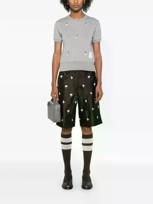 Thom Browne Embroidered Short-sleeve Sweater