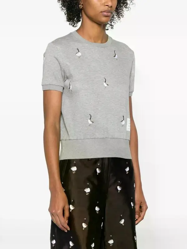 Thom Browne Embroidered Short-sleeve Sweater