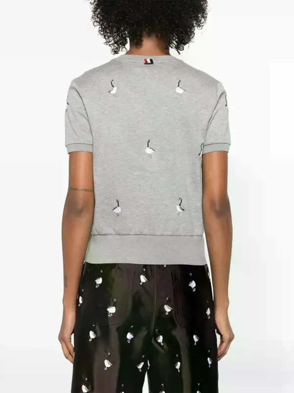 Thom Browne Embroidered Short-sleeve Sweater