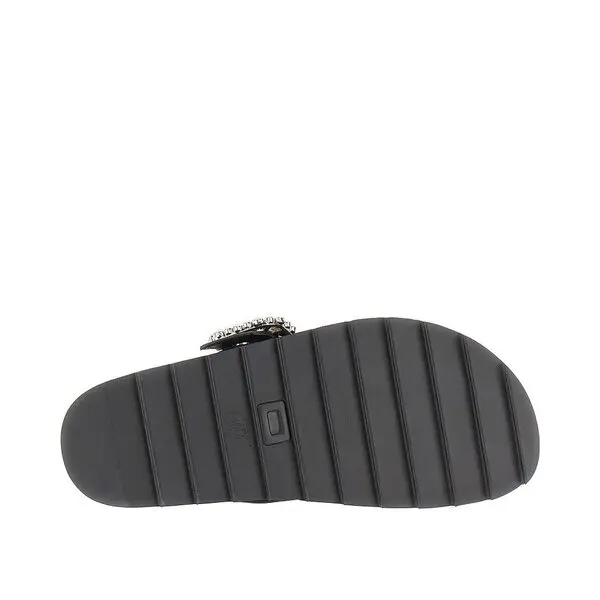 ROGER VIVIER Suede Leather Mules With Crystal Embellished Buckle - Black