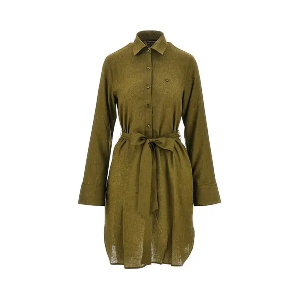 Emporio Armani Linen-blend Shirt Dress - Green