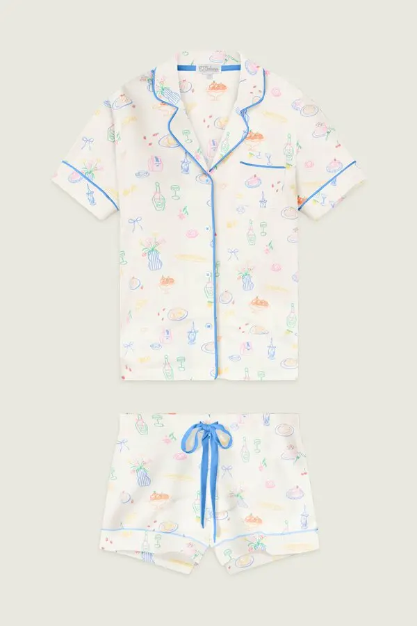 PJ Salvage Whimsy Parisian Picnic Short Pajama Set
