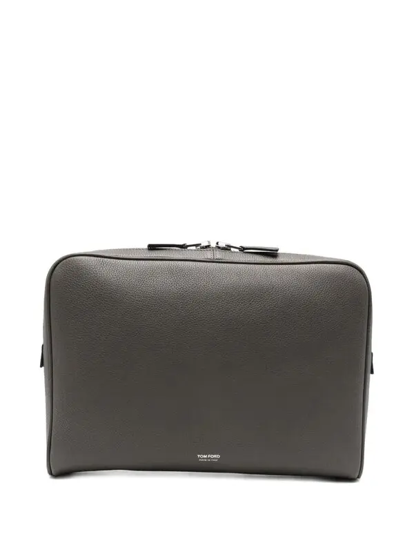 TOM FORD Soft Grain Leather Pouch - Gray