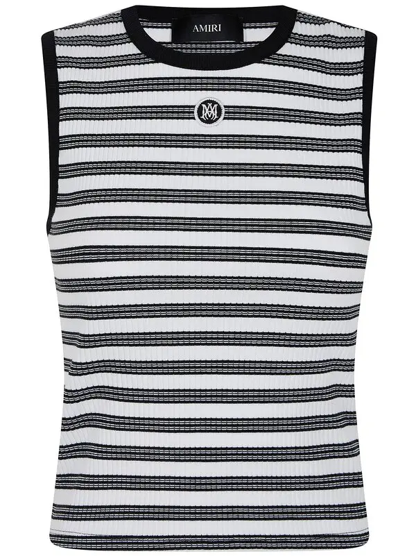 Amiri Ma" Stripe Rib Jersey Tank Tee - White