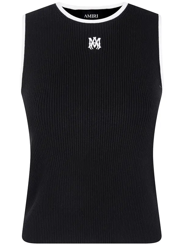 Amiri Ribbed Knit Tank Top - Black