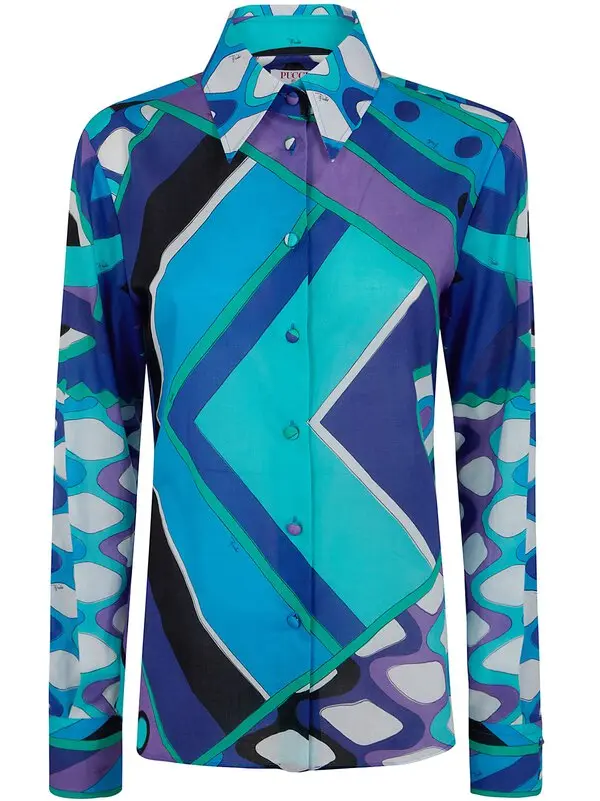 Emilio Pucci Cotton Muslin Printed Shirt - Blue