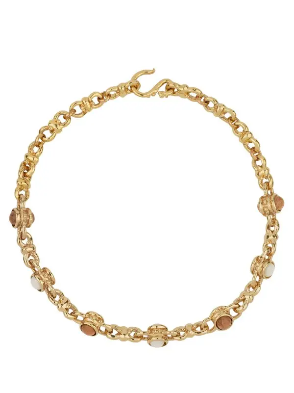 Gas Bijoux Gold Plated Chain Necklace With Cabochons - Metallic
