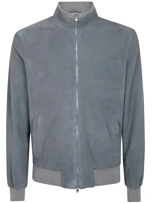 BARBA NAPOLI Leather Sport Jacket - Gray