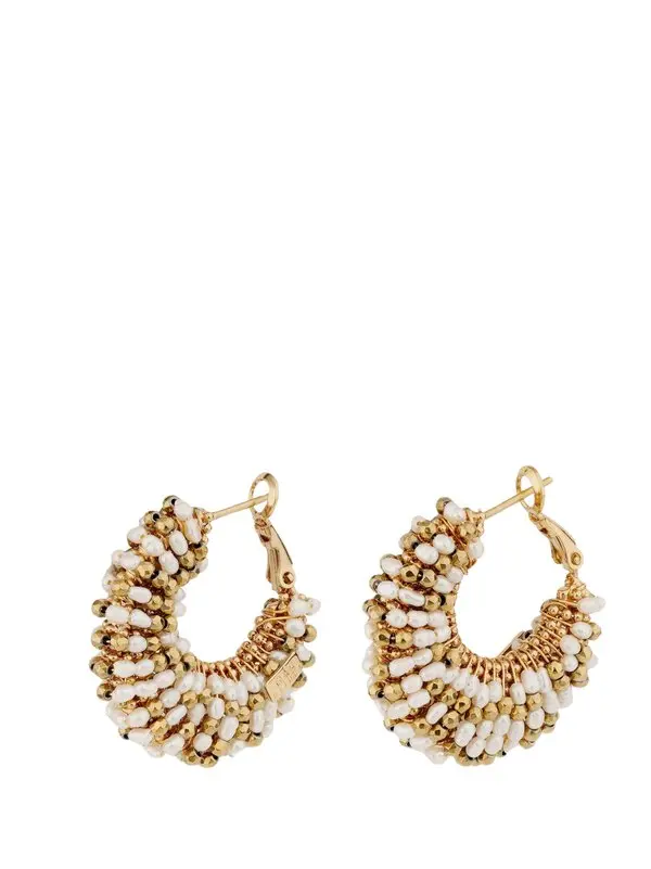 Gas Bijoux Gold-plated Hoop Earrings With Pearl And Gold Beads - Metallic