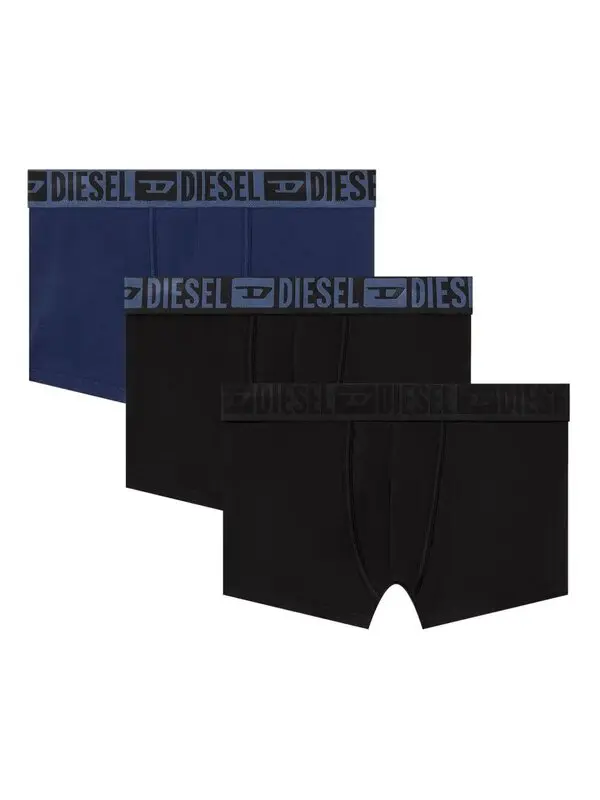 DIESEL® Mike-d-core" Cotton Elastane Boxer Briefs Pack Of 3 - Black