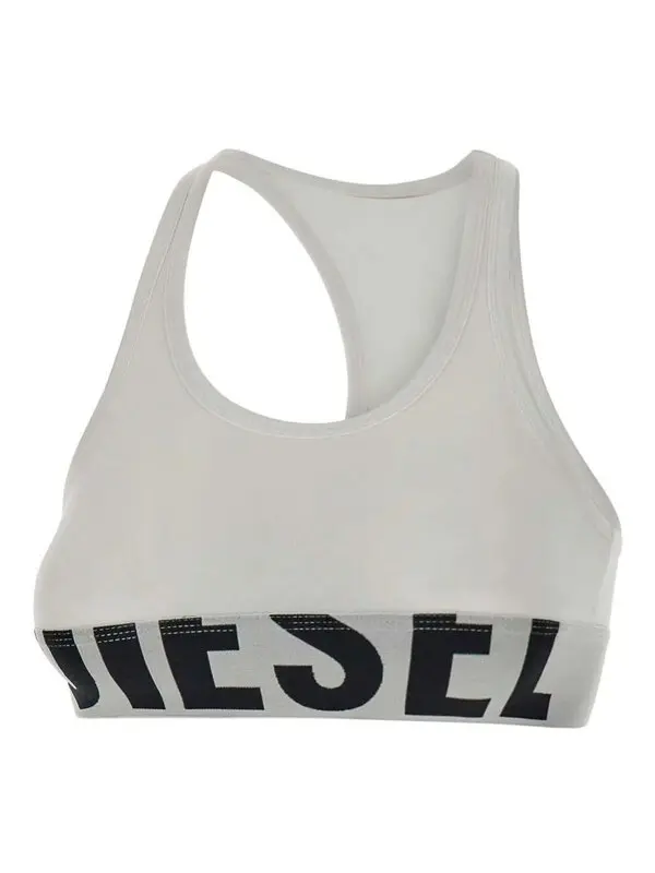 DIESEL® Cotton Sporty Top With Front Logo - White