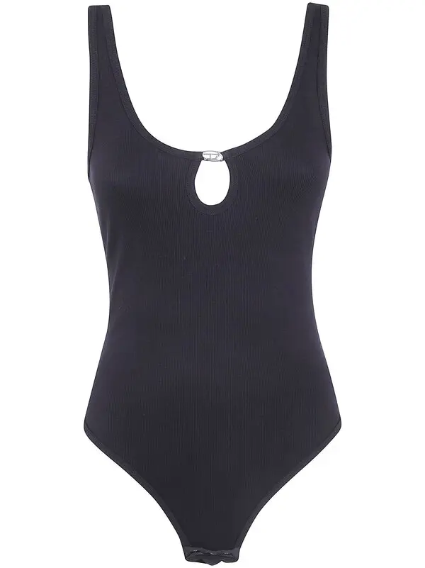 DIESEL® Ribbed Cotton Bodysuit - Black