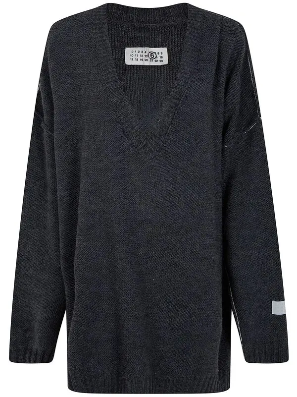 MAISON MARGIELA Oversized V-neck Sweater - Gray
