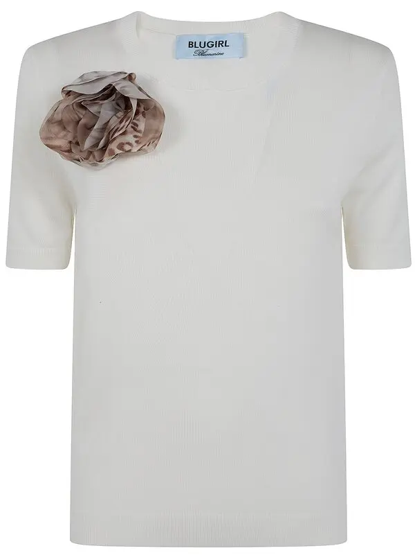 BLUGIRL Maglione With Floral Applique - White