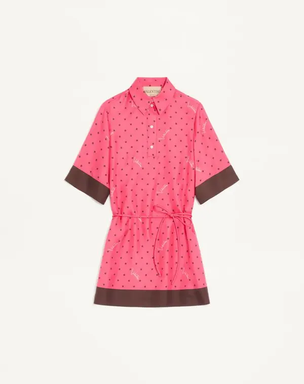 Valentino Garavani Starry Twill Shirt Dress - Coral/chocolate