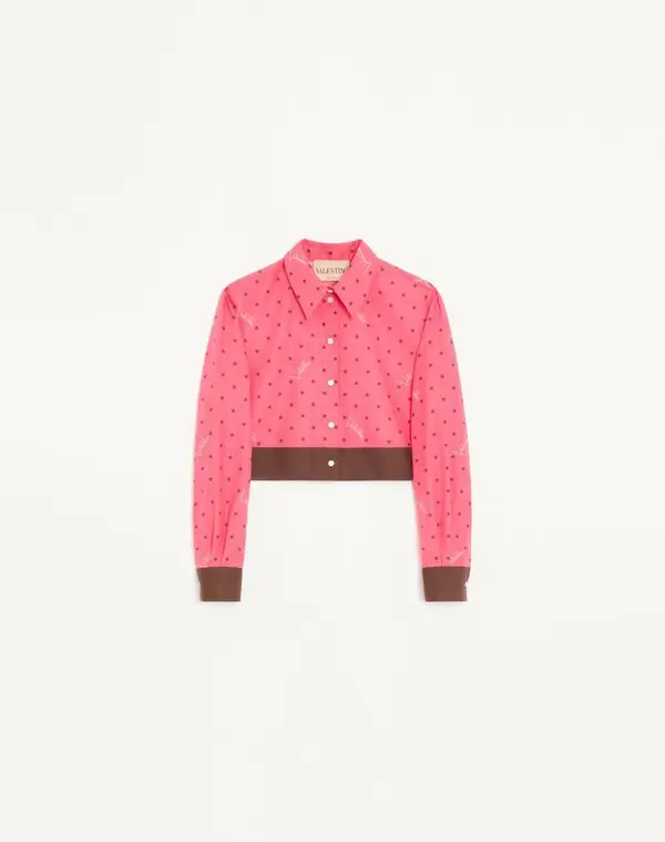 Valentino Garavani Starry Signature Muslin Shirt - Coral/chocolate