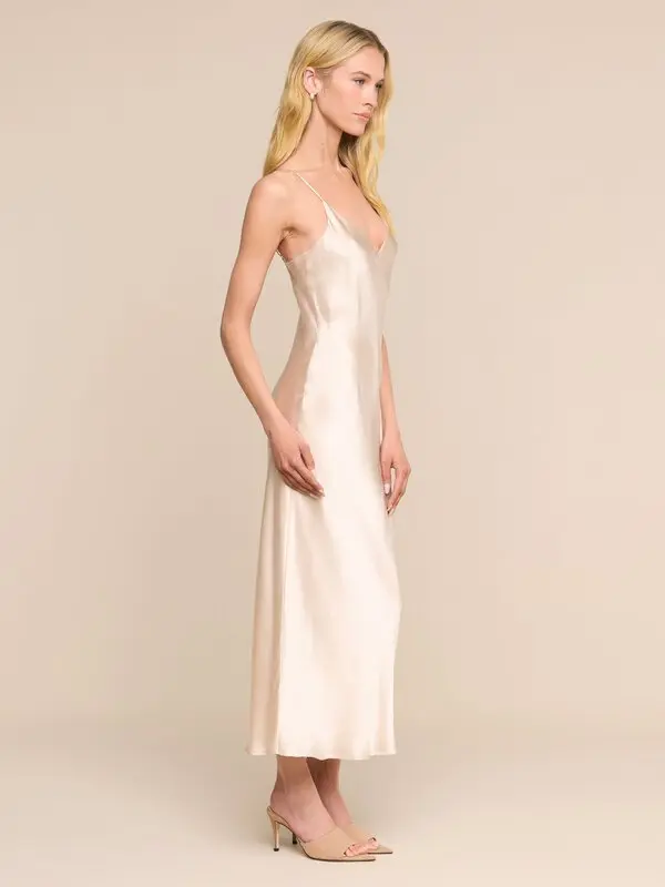 L'Agence Seridie Silk Slip Dress - Champagne