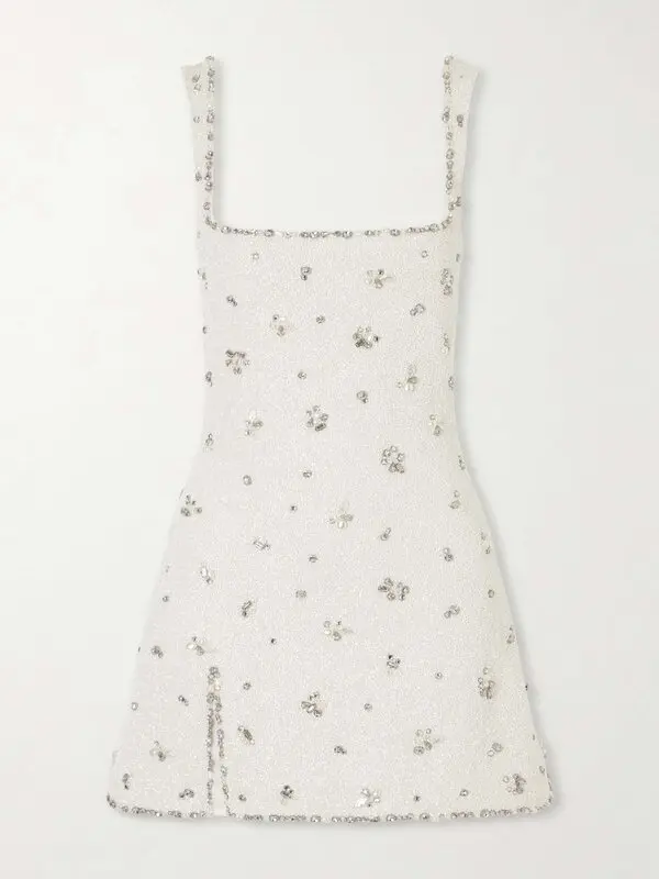 CLIO PEPPIATT Embellished Tulle Mini Dress - Ivory