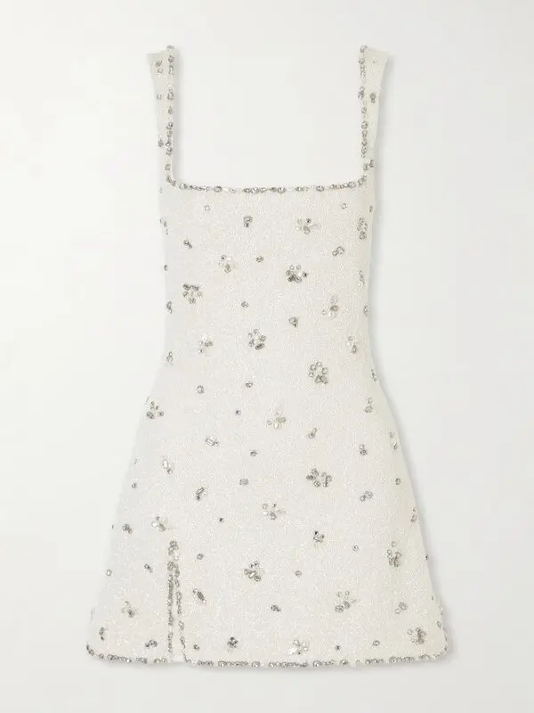 CLIO PEPPIATT Embellished Tulle Mini Dress - Neutrals