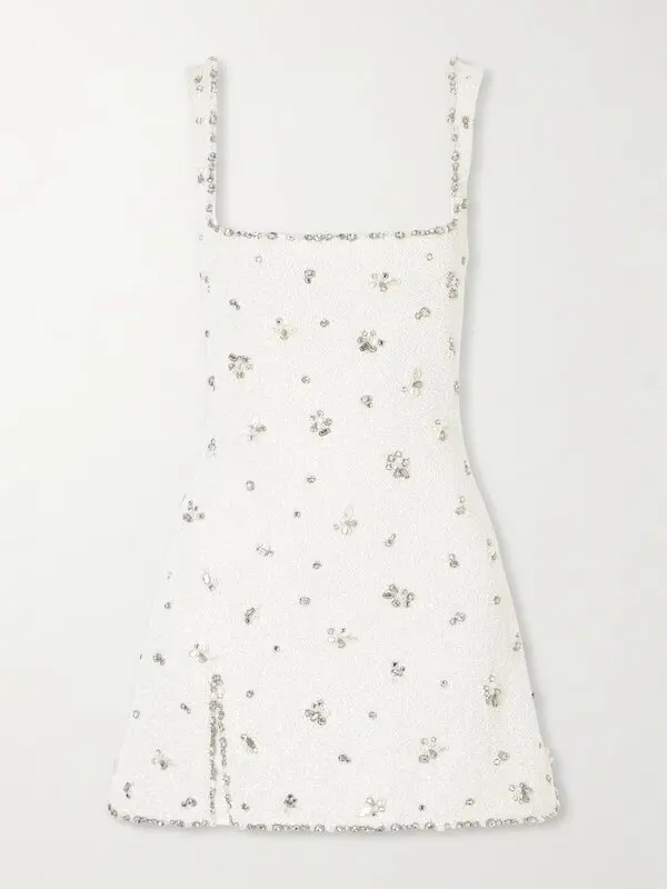 CLIO PEPPIATT Embellished Tulle Mini Dress - White