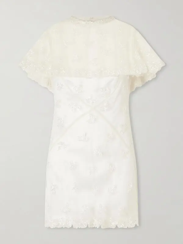 CLIO PEPPIATT Freya Embellished Tulle Mini Dress - Neutrals